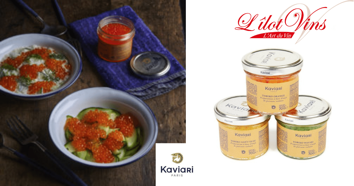 Oeufs de poissons volants Tobikos goût Orange, Wasabi ou Yuzu Kaviari ...