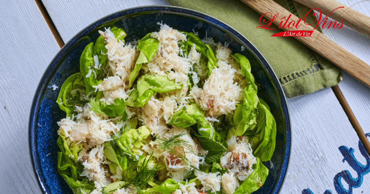 Recette chair de crabe Kaviari et salade verte - L'îlot Vins Martinique