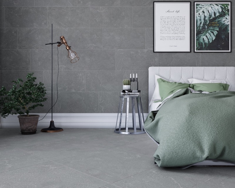 Anthracite Limestone Effect Porcelain Tiles