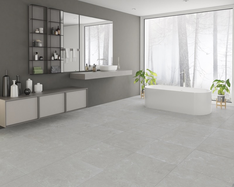 Grey Limestone Effect Porcelain Tiles