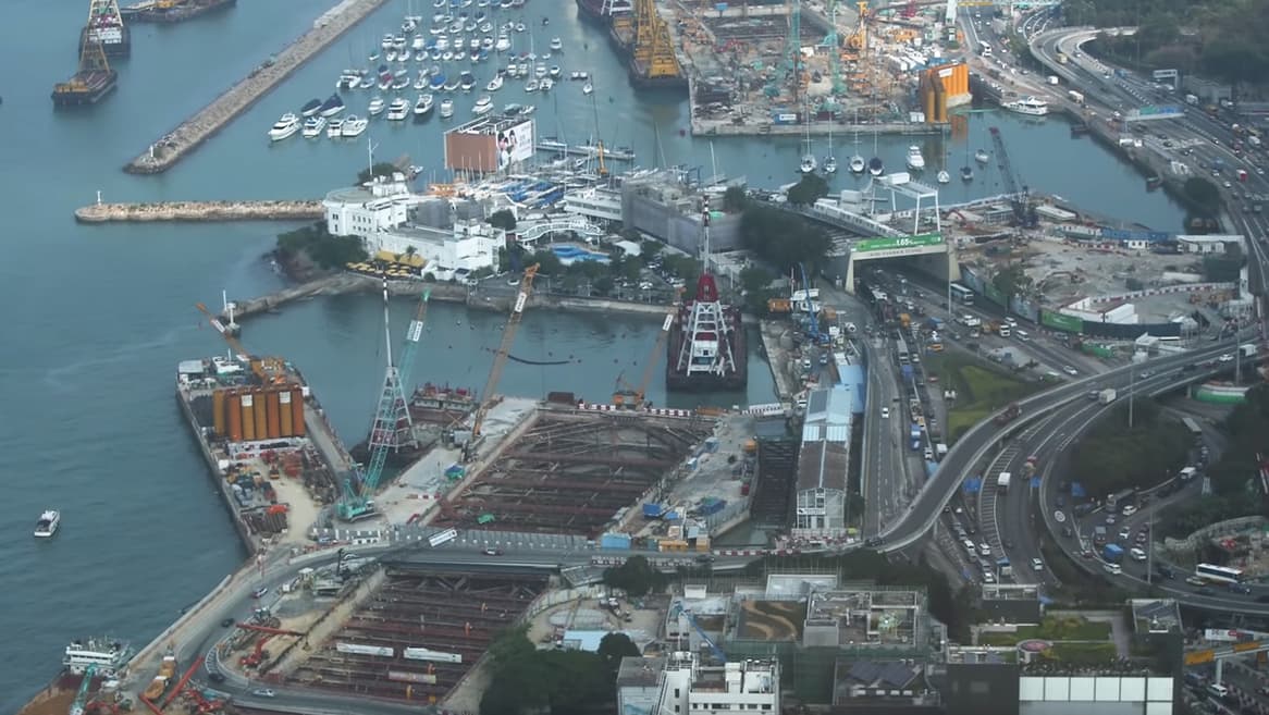 Underground bypass in central hong kong opens to traffic