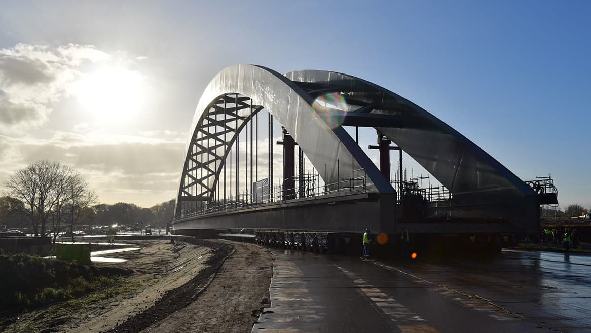 Watch this rail bridge slide into place